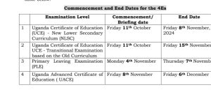 UNEB releases 2024 final examination timetable