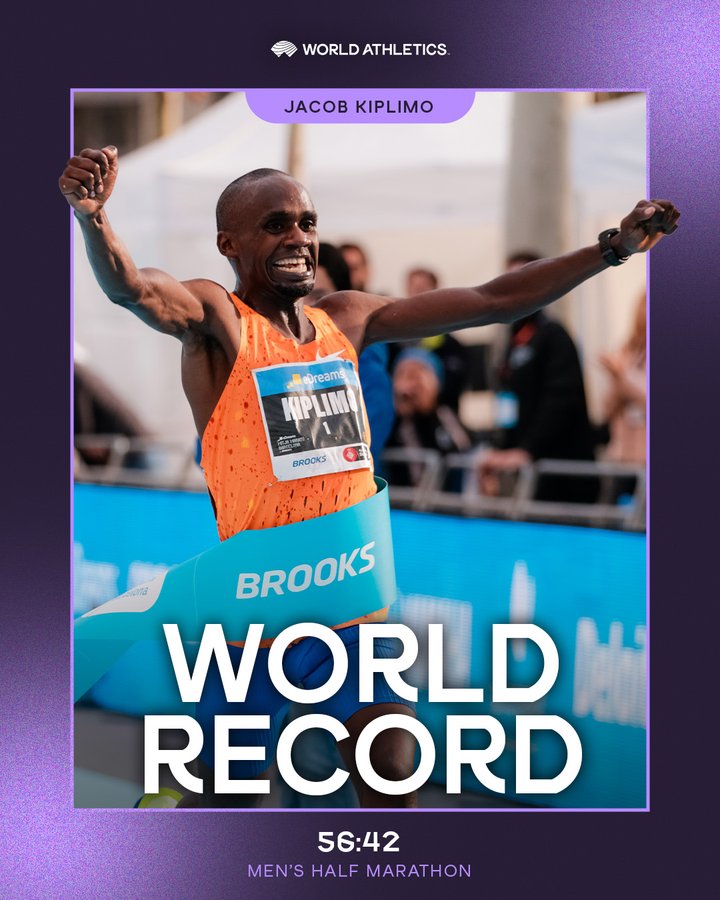 Uganda’s Jacob Kiplimo smashes half-marathon world record